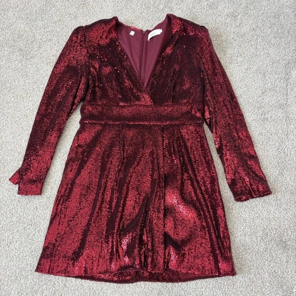 A.L.C. | Dresses | Alc Sequin Mara Mini Dress Womens Burgundy Red Long ...